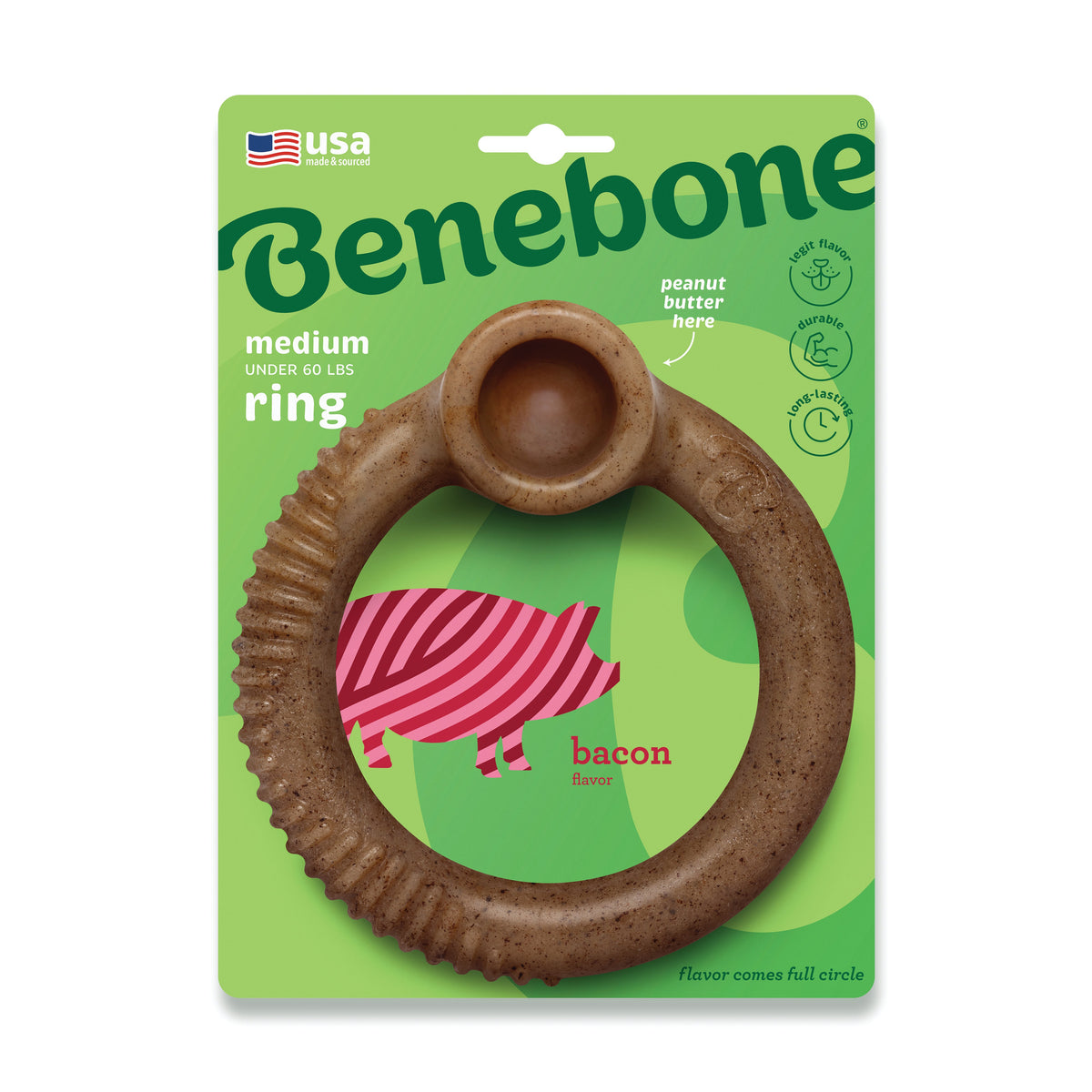 NEW! Benebone Bacon Ring - Medium — Banquet Pet NZ