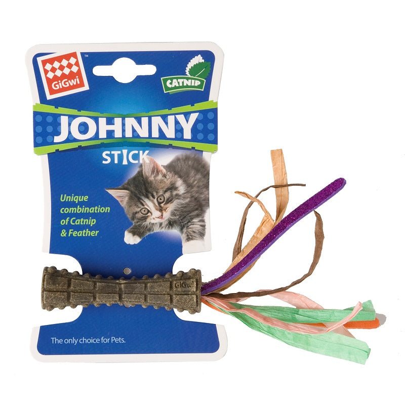 GiGwi Catnip Johnny Stick & Coloured Paper Streamers — Banquet Pet NZ