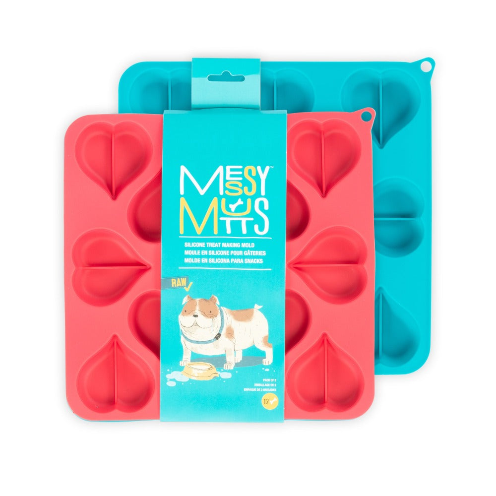 Messy Mutts - 2 Pack Silicone Bake & Freeze Treat Making Mould (Heart ...